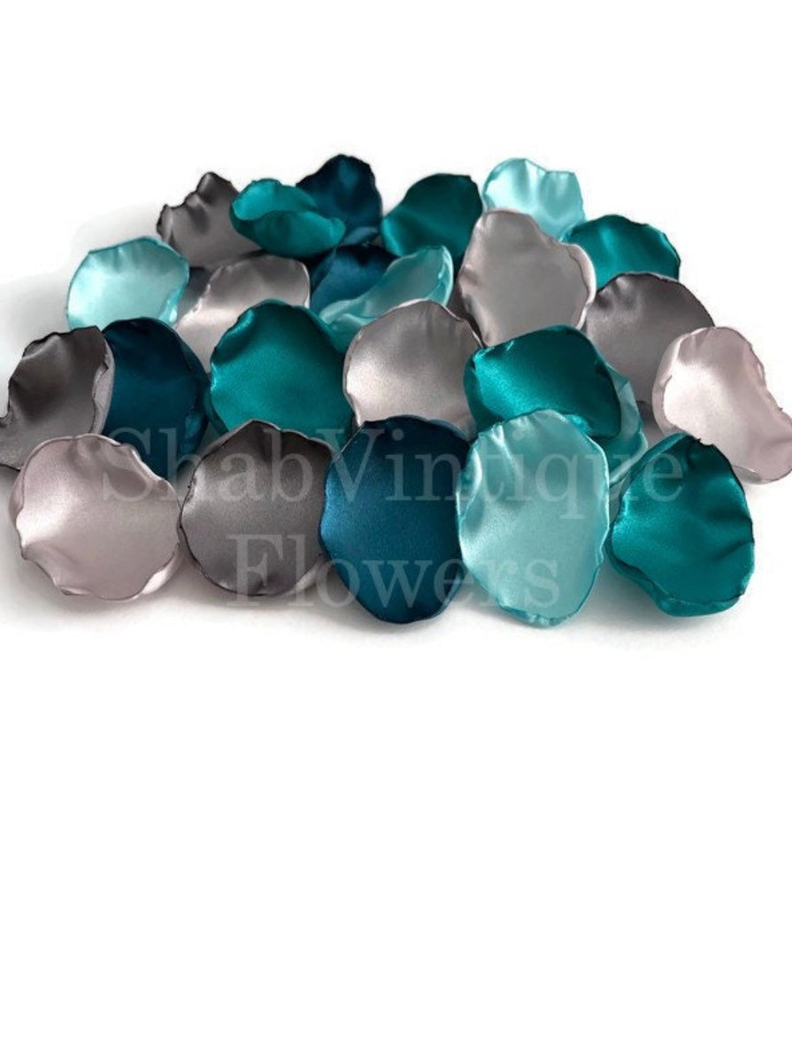 Dark Teal, Seafoam, Jade, Slate, Light Silver Flower Petals, Flower Gi – ShabVintiqueFlowers